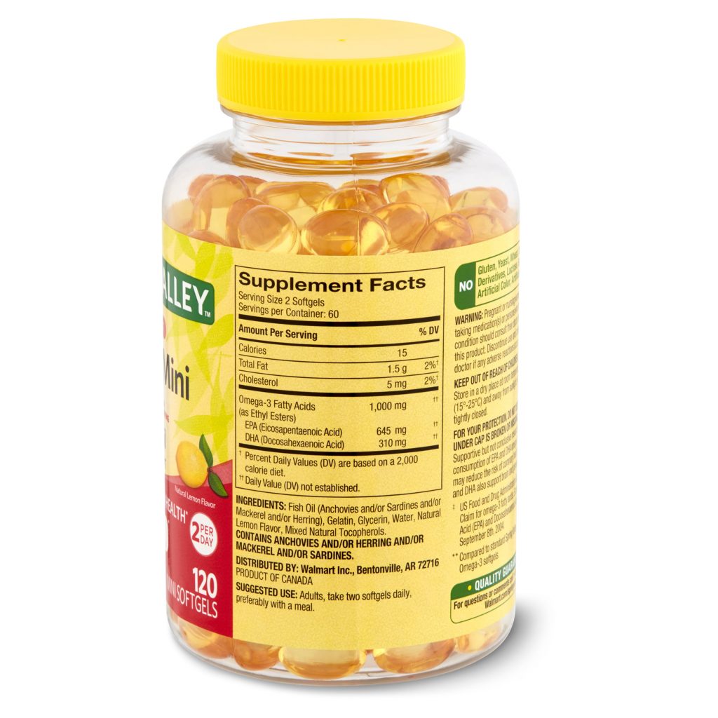 Omega-3 Mini con EPA y DHA. 1000MG, 120 mini Sofgels. Spring Valley ...